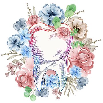 "Floral Anatomical Dental Hand Sketched Tooth Art" Poster for Sale by ...