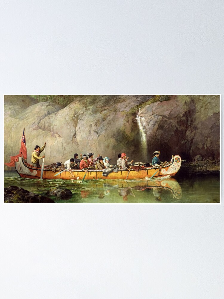 "Canoe Manned by Voyageurs Passing a Waterfall, 1869 by Frances Anne ...