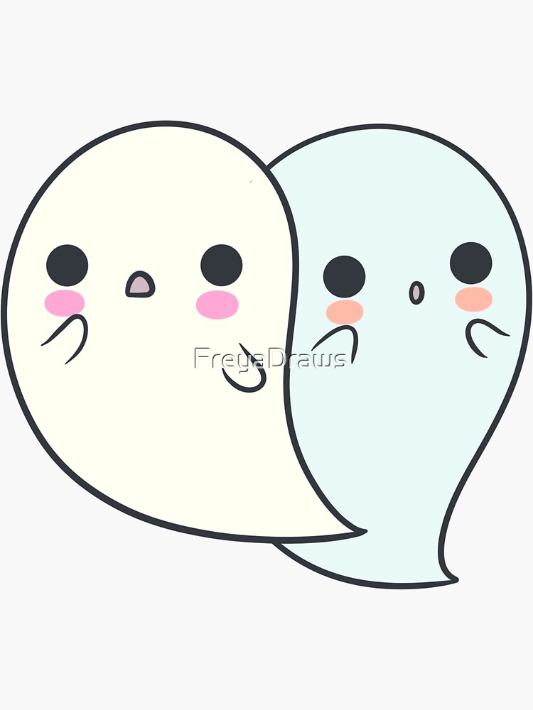 "Cute and Kawaii Scared Ghost Couple" Sticker for Sale by FreyaDraws ...