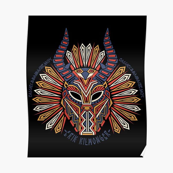 "King | Erik Killmonger Tribal Mask Icon" Poster for Sale by gungshirt ...