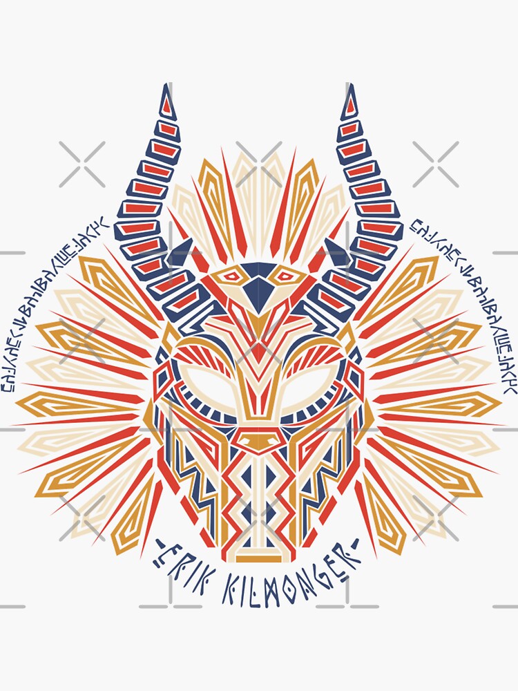 "King | Erik Killmonger Tribal Mask Icon" Sticker for Sale by gungshirt ...
