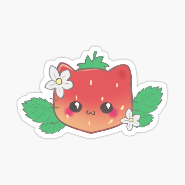 "Cute cat strawberry" Sticker for Sale by Sheeepie | Redbubble