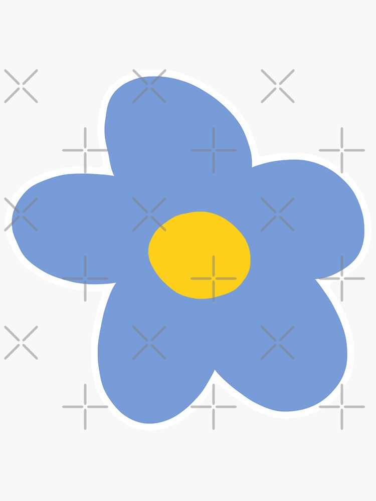 "Simple Light Blue Flower Groovy Flower Power" Sticker for Sale by ...