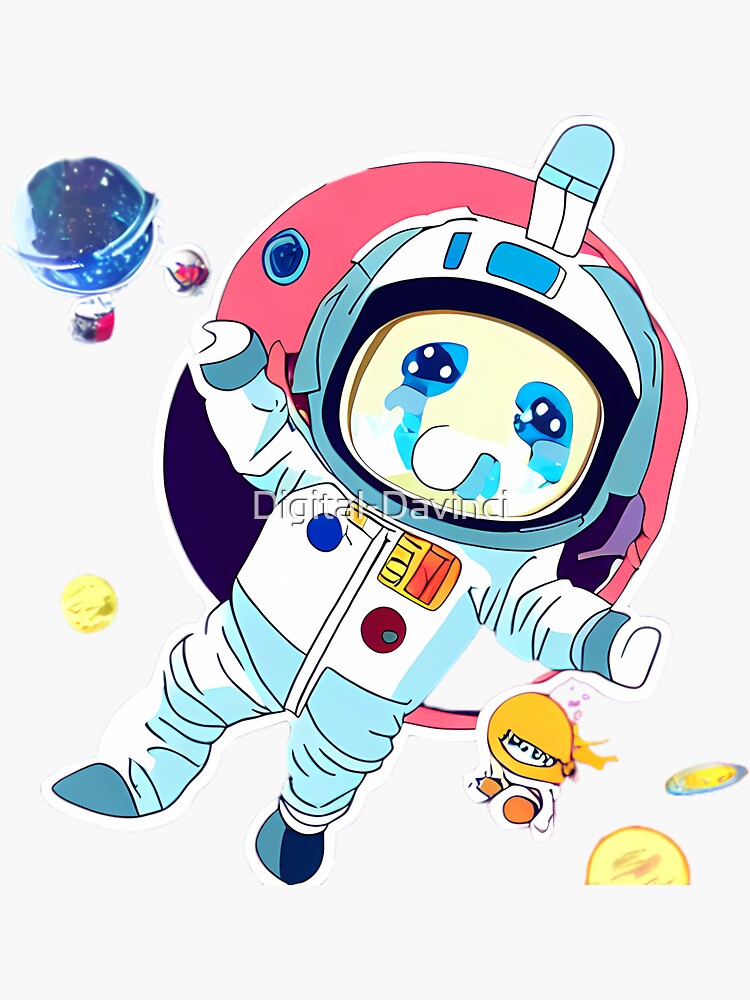 "Crying baby astronaut Lost in Space, Happy Pastel Colors" Sticker for ...