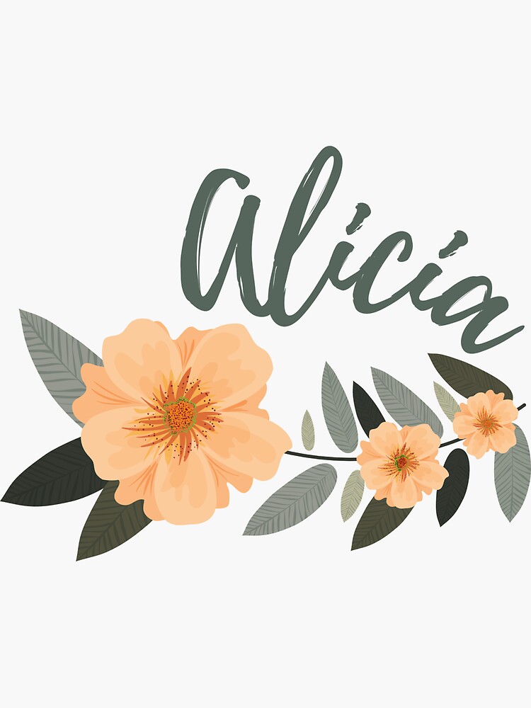 "Alicia Name With Pretty Flowers | Name Design Orange And Green Plants ...