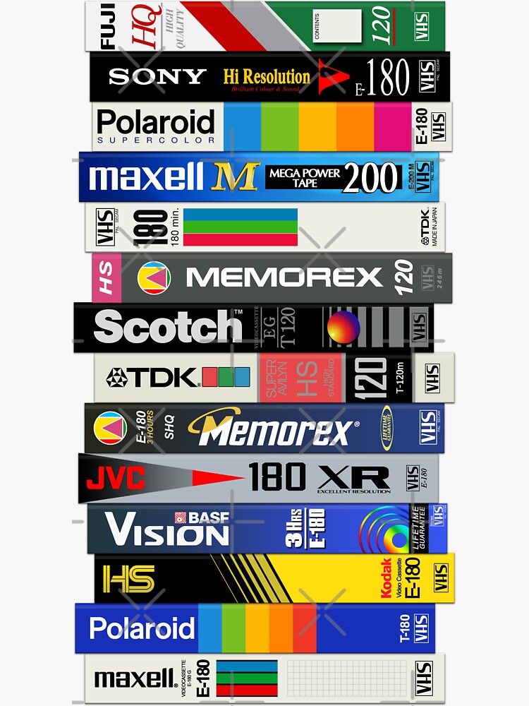 "Classic Full Stack of Retro Blank VHS Tapes" Sticker for Sale by ...