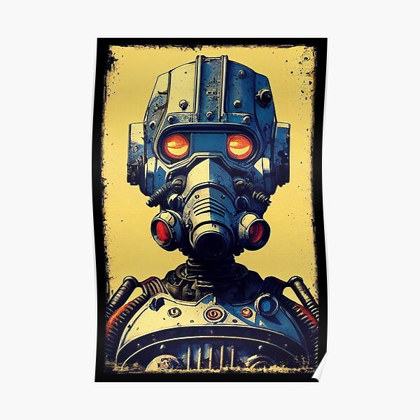 "retro robot mask, inspired fallout" Poster for Sale by sosdesignn ...