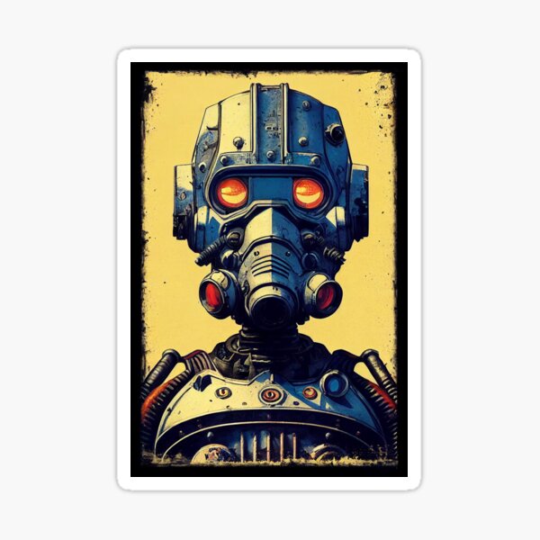 "retro robot mask, inspired fallout" Sticker for Sale by sosdesignn ...