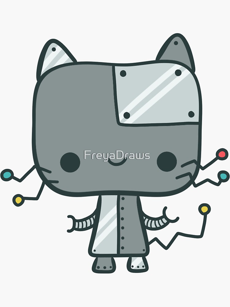 "Kawaii Robot Kitty - Beep Boop Meow" Sticker for Sale by FreyaDraws ...