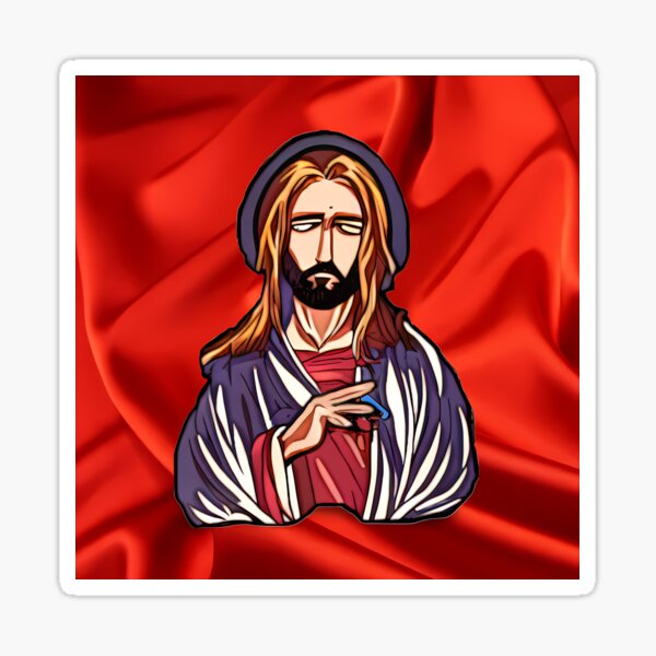 "Melancholy Jesus Christ , Red Velvet Background, Abstract Comic Style ...