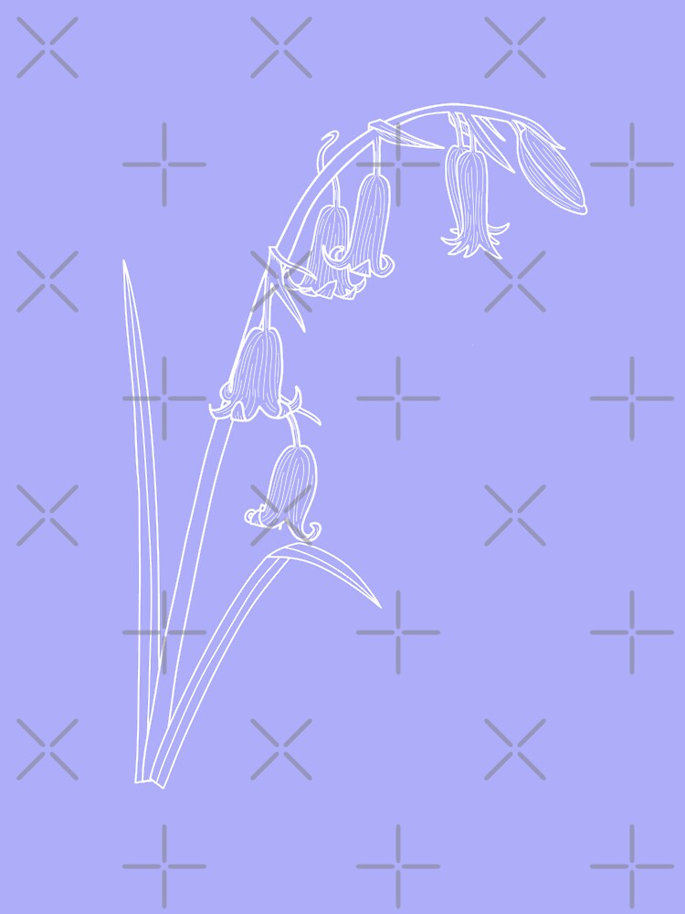 "Bluebell Flower White Fine Line Drawing" Sticker for Sale by ...