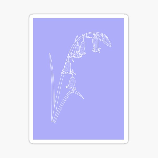 "Bluebell Flower White Fine Line Drawing" Sticker for Sale by ...