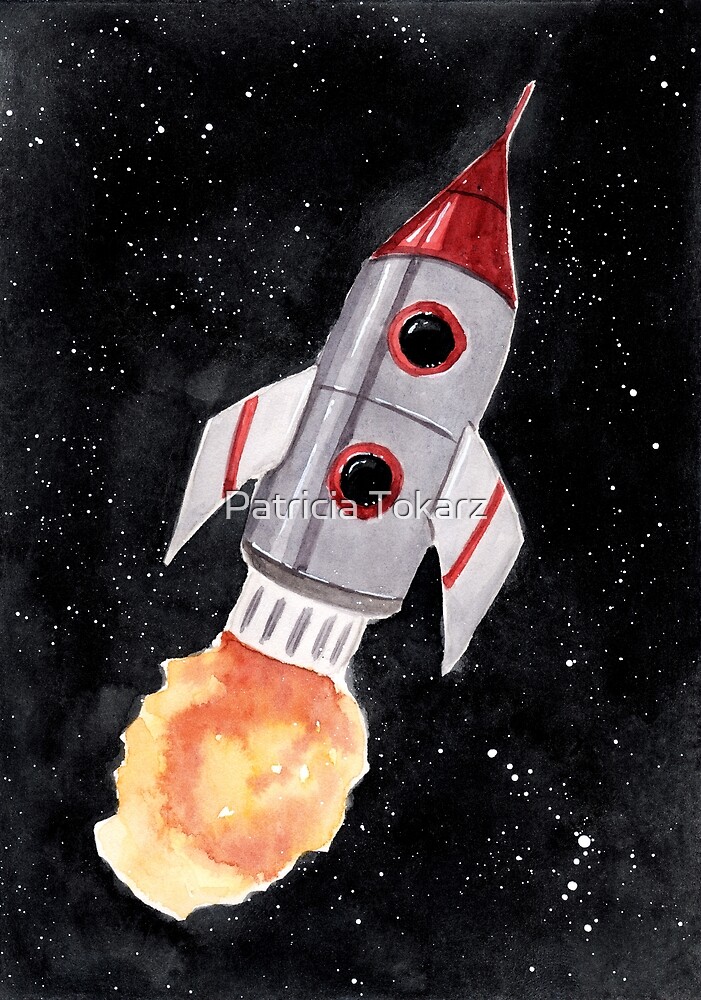 "Rocketship - Watercolour Illustration" by Patricia Tokarz | Redbubble