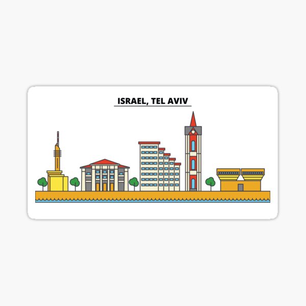 "Istael, Tel Aviv City Skyline Design" Sticker by urbanakit | Redbubble