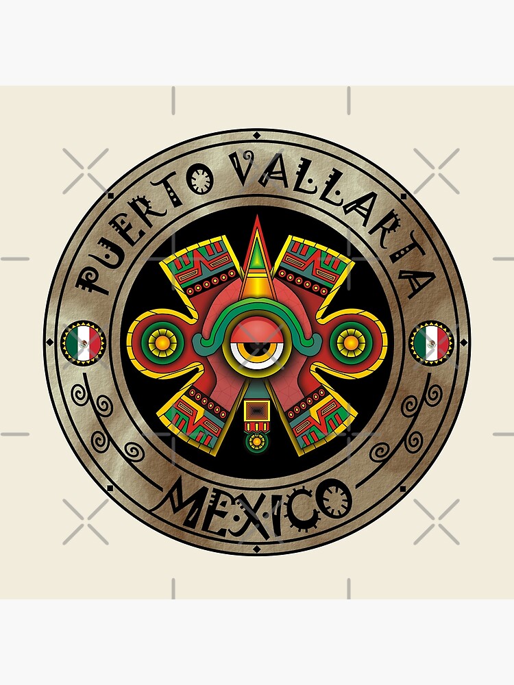 Póster «Emblema colorido de Ollin del símbolo azteca de Puerto Vallarta ...