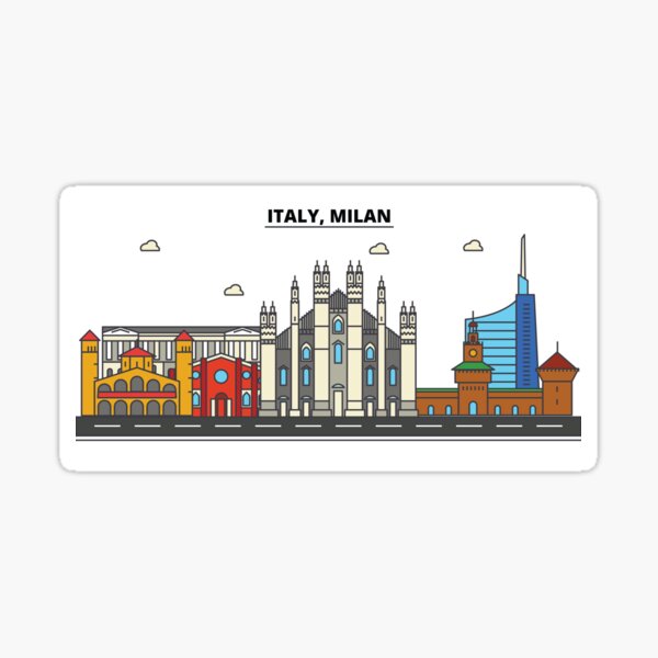 "Italy, Milan City Skyline Design" Sticker for Sale by urbanakit ...