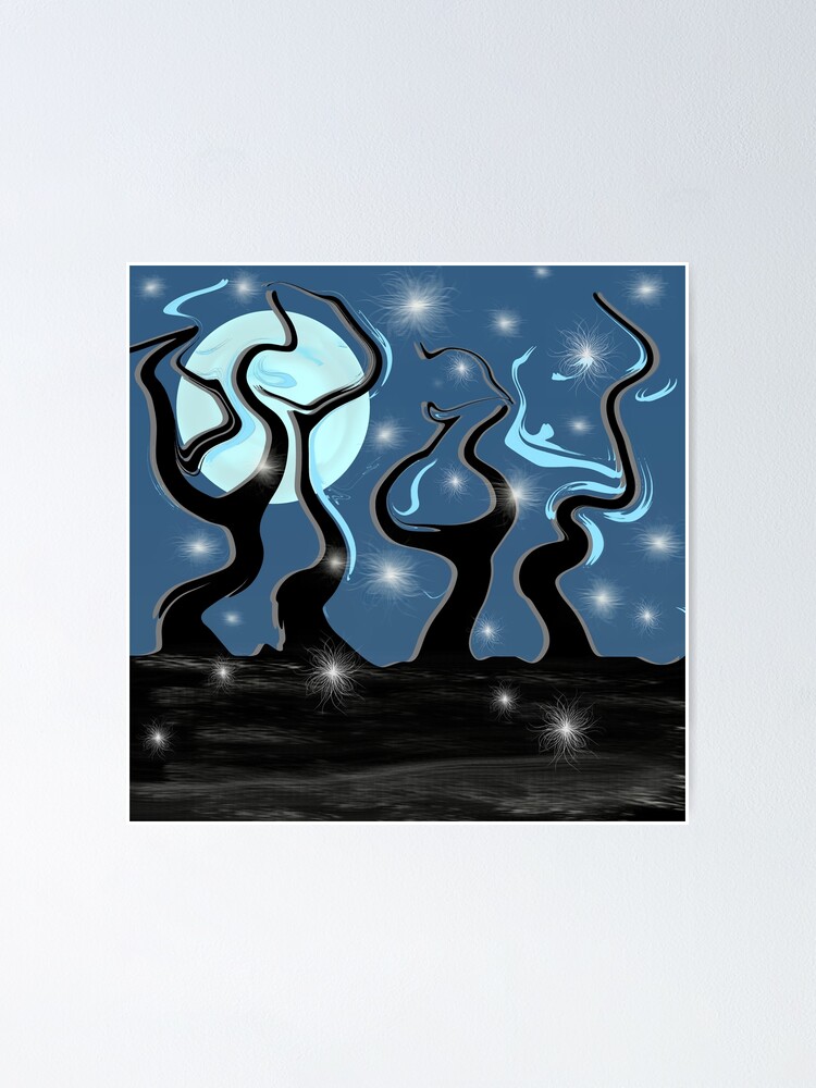 "Tim Burton Inspired Gothic Trees with Full Moon" Poster for Sale by ...