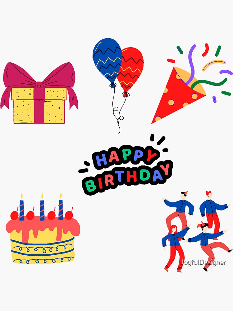 "Happy Birthday sticker pack" Sticker for Sale by JoyfulDesigner ...