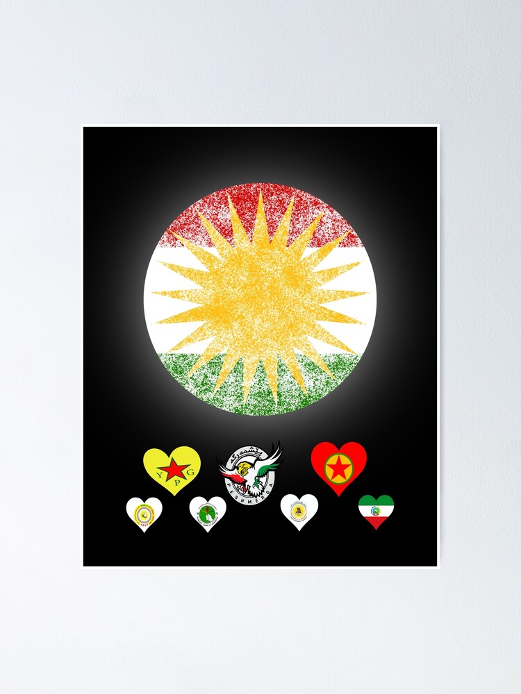 "KURDISTAN Flag,Kurdish parties" Poster for Sale by KurdishShops ...
