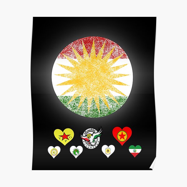 "KURDISTAN Flag,Kurdish parties" Poster for Sale by KurdishShops ...