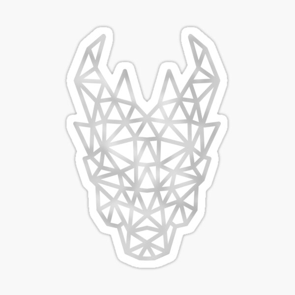 Pegatina «cabeza de dragón plateada como líneas de cuadrícula» de octo ...
