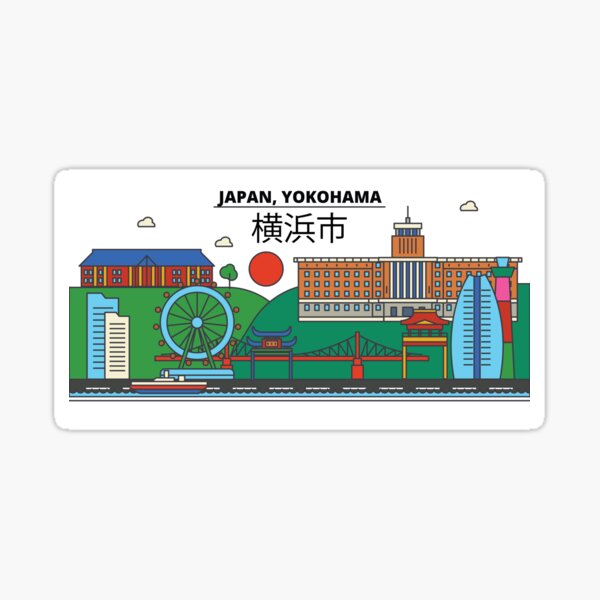 "Japan, Yokohama City Skyline Design" Sticker for Sale by urbanakit ...