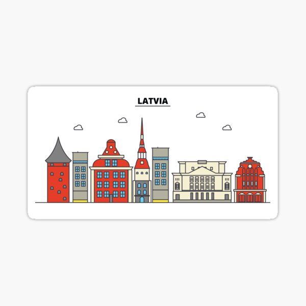 "Latvia, Riga City Skyline Design" Sticker for Sale by urbanakit ...
