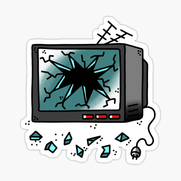 "broken screen television" Sticker for Sale by infracuortattoo | Redbubble