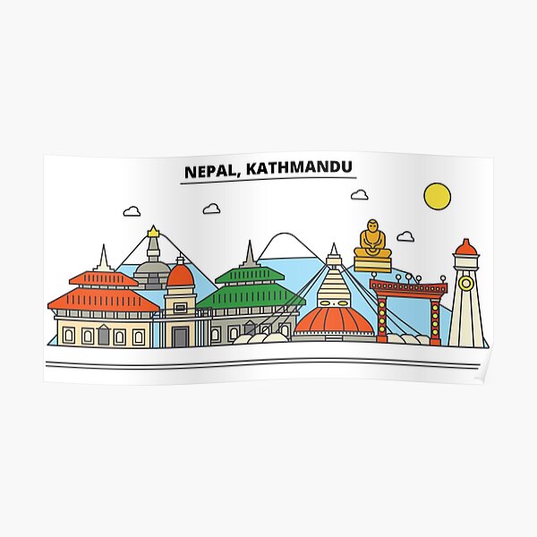 "Nepal, Kathmandu City Skyline Design" Poster for Sale by urbanakit ...