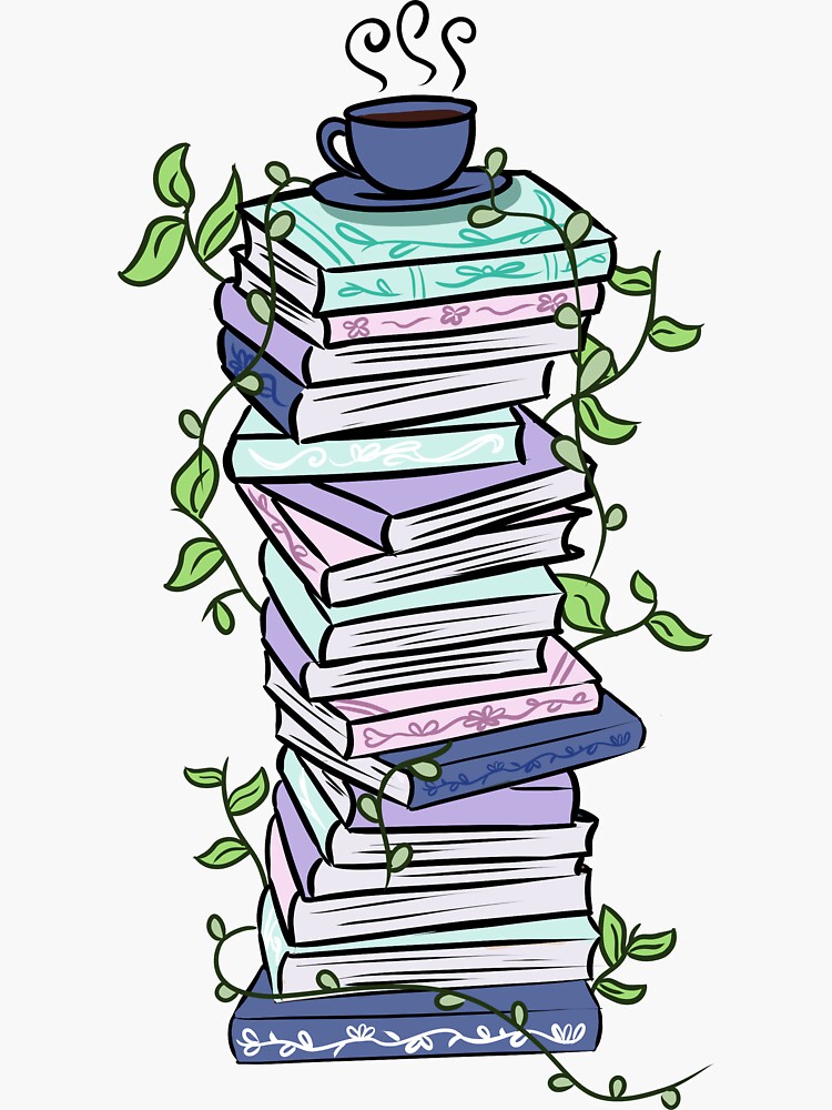 "Pastel vines book stack" Sticker for Sale by Doya1 | Redbubble