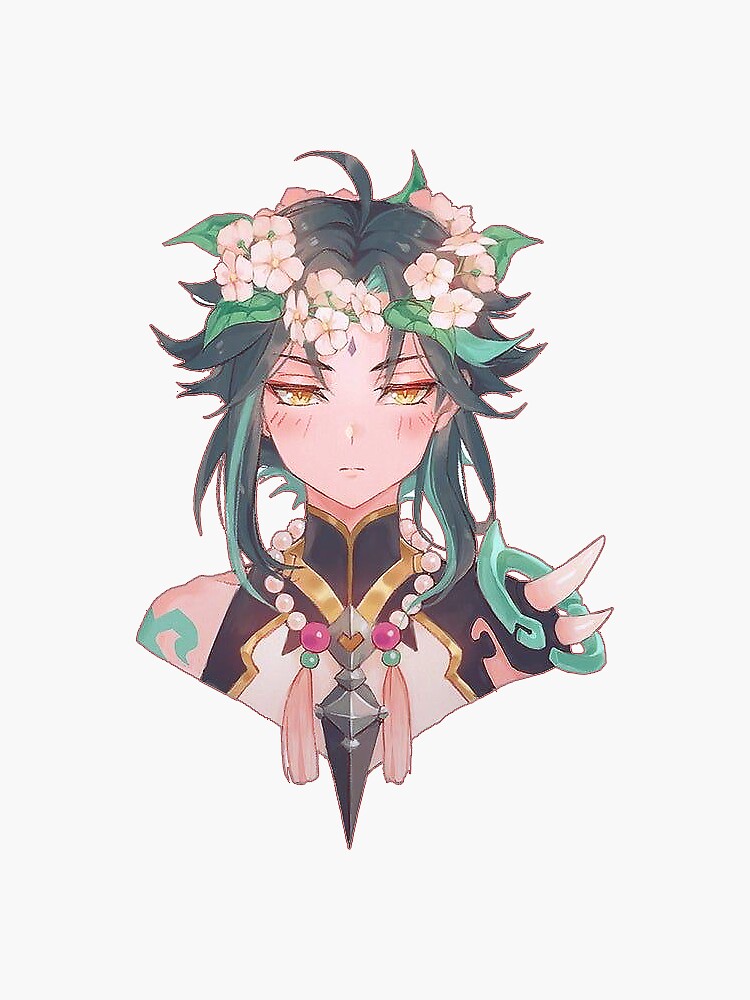 "Xiao in a Qingxin Flower Crown" Sticker for Sale by lsdoodles | Redbubble