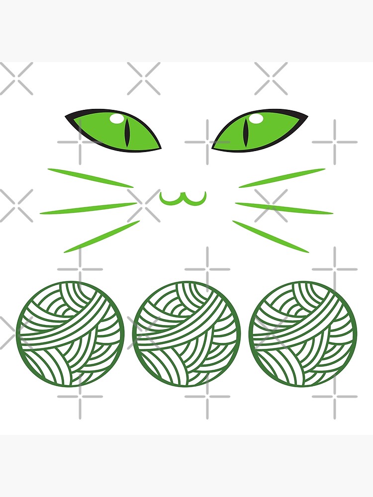 "Crochet Cat - Crochet Puns Memes Cute Cat Watching Yarn Funny in Green ...