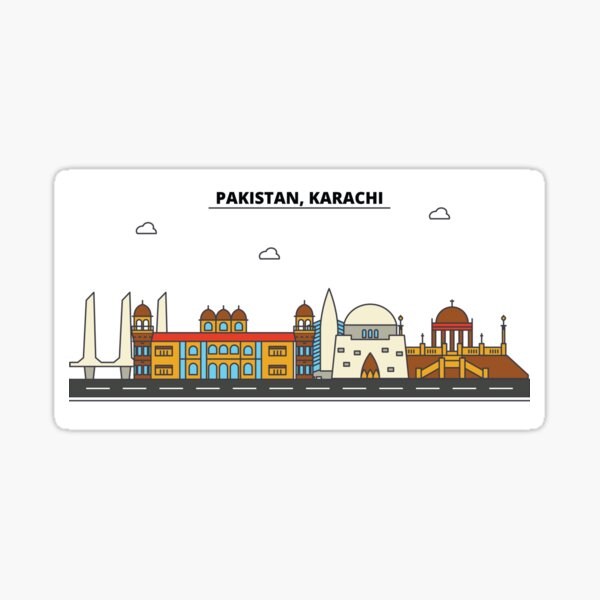 "Pakistan, Karachi City Skyline Design" Sticker for Sale by urbanakit ...
