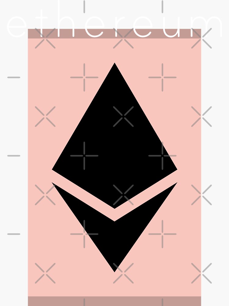 "Ethereum ETH Crypto - Pastel Pink Rectangle with Black Diamond Logo ...
