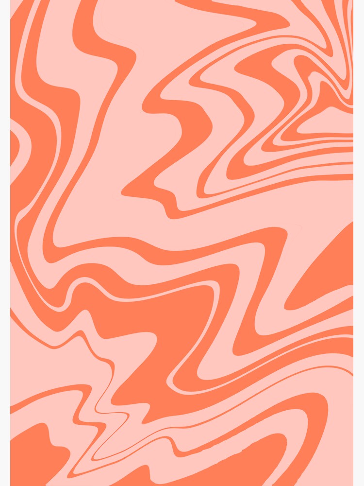 "Peachy Pink and Orange Lines Swirl Liquid Mid-Century Modern Art Style ...