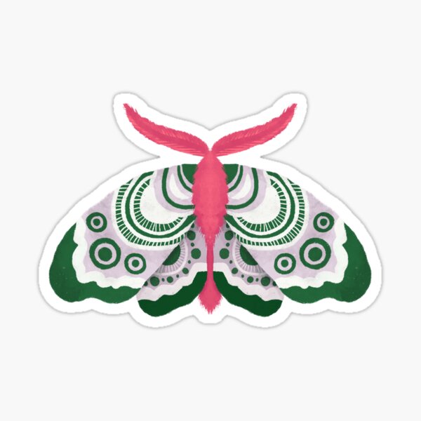 "Moth Only (green and pink)" Sticker for Sale by JessDaniArt | Redbubble