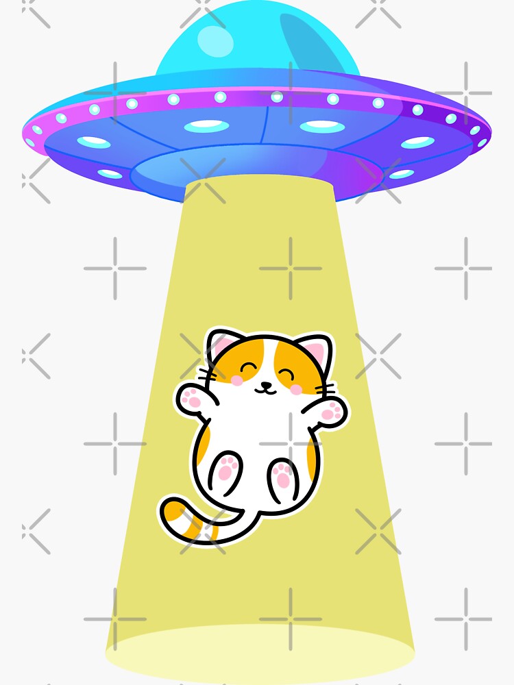 "Alien Abduction Cat" Sticker for Sale by EllyMellow | Redbubble