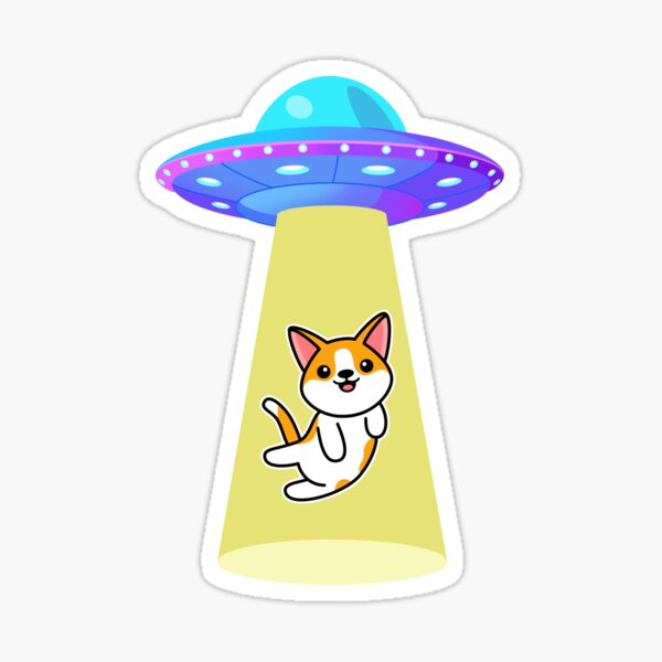 "Alien Abduction Dog" Sticker for Sale by EllyMellow | Redbubble