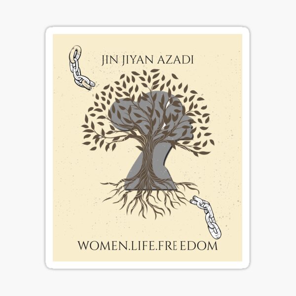 "JIN JIYAN AZADI" Sticker for Sale by ARTNGH | Redbubble