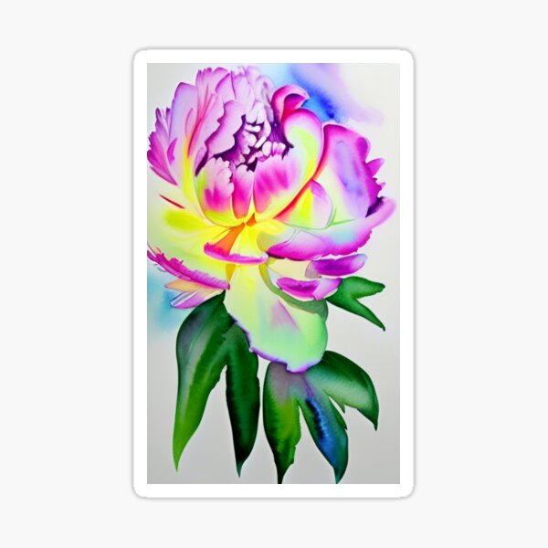 "Watercolor peonies painting" Sticker for Sale by Mirarima | Redbubble