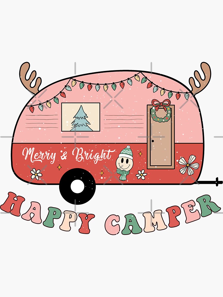 "happy camper christmas merry & bright " Sticker for Sale by cutedream ...