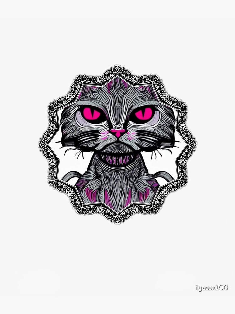 "Demon cat, art by brian miller, sticker, colorful, illustration ...