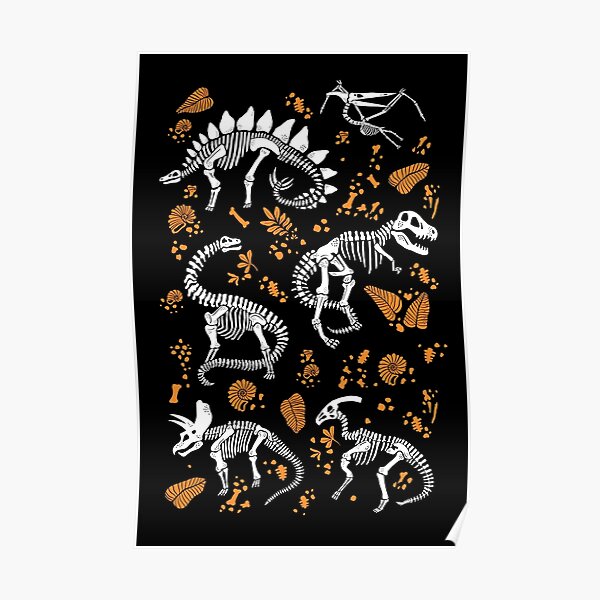 "Excavated Dinosaur Fossils - Halloween" Poster for Sale by ...
