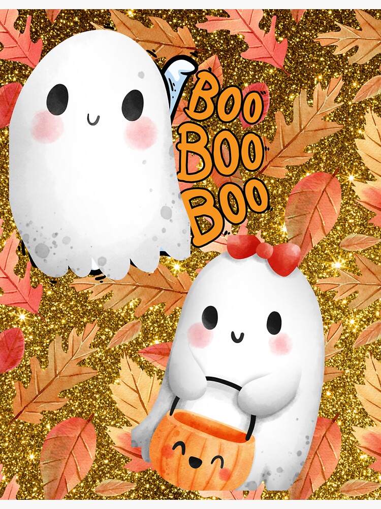 "Glittering Fall Leaves and Boo Ghosts" Sticker for Sale by ...