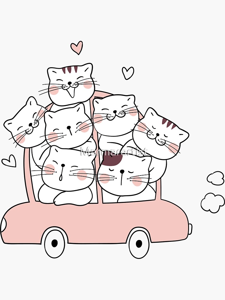 "cats driving a car" Sticker for Sale by Marmarartist | Redbubble