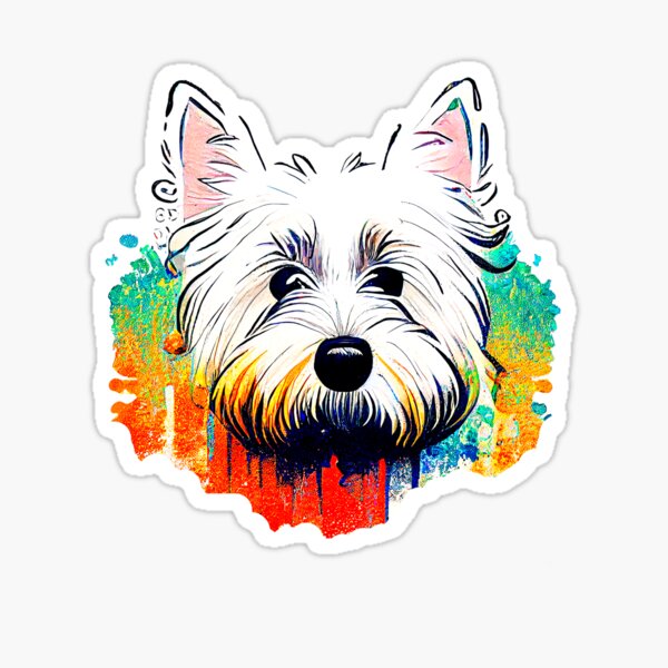 "Colourful Westie Terrier Dog " Sticker for Sale by BoredArt101 | Redbubble