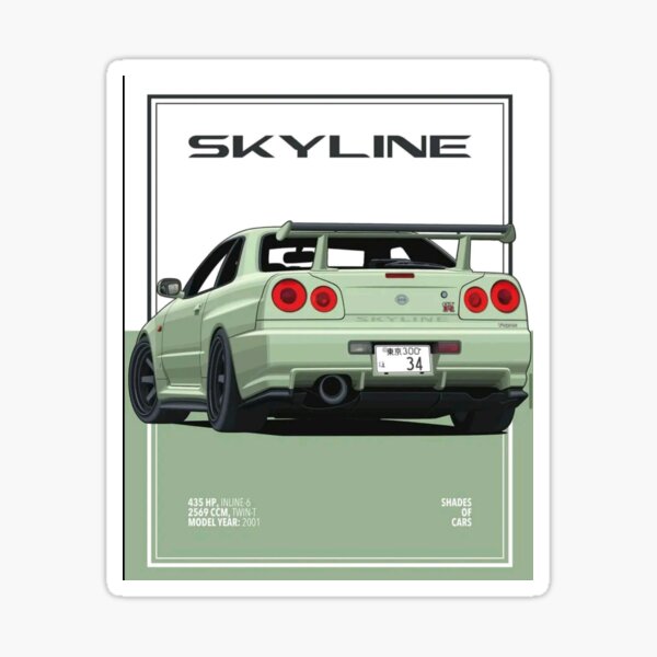 "Nissan Skyline GTR r34" Sticker for Sale by TrifunShop | Redbubble