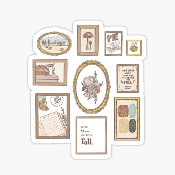 "Fall Aesthetic Frame Layout Illustration" Sticker for Sale by ...