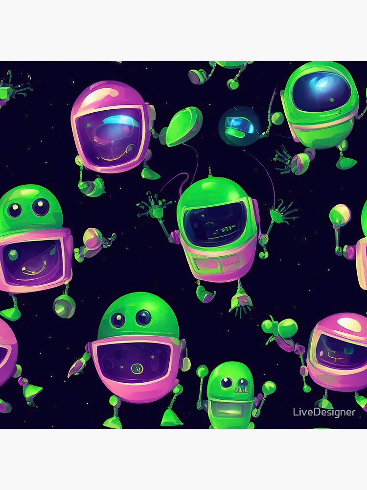 "Cute and Happy Mech Robot Android Pattern" Sticker for Sale by ...