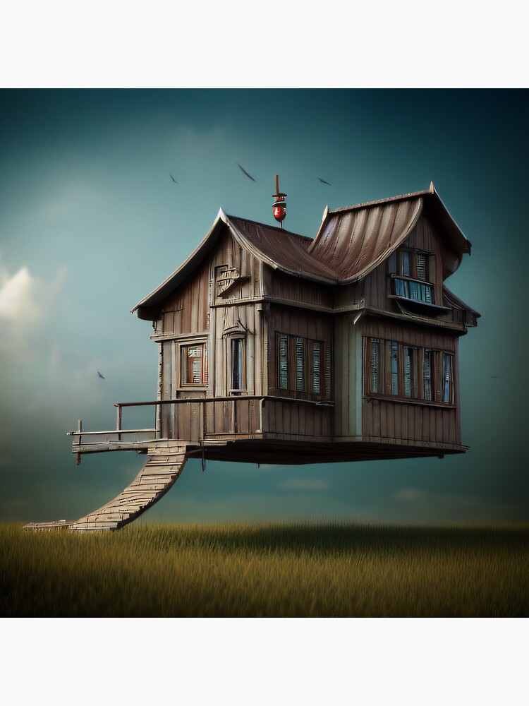 "Photorealistic flying house" Sticker for Sale by ArtisticAI | Redbubble